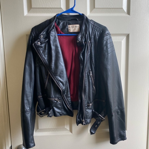 Free People | Jackets & Coats | Free People Black Leather Jacket With ...